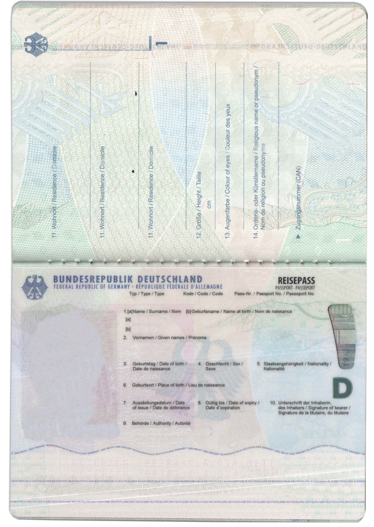 Germany passport template generator